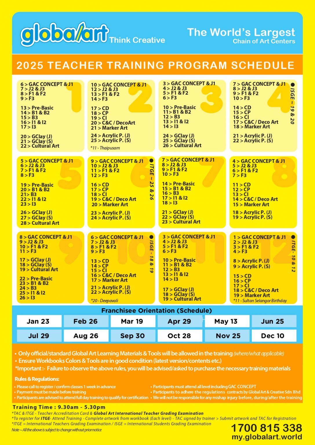 2025 Teacher Training Schedule – Global Art Malaysia